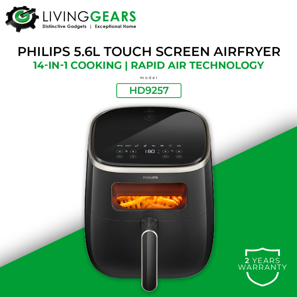 Philips HD9257 Airfryer 5.6L with Digital Window and Rapid Air ...