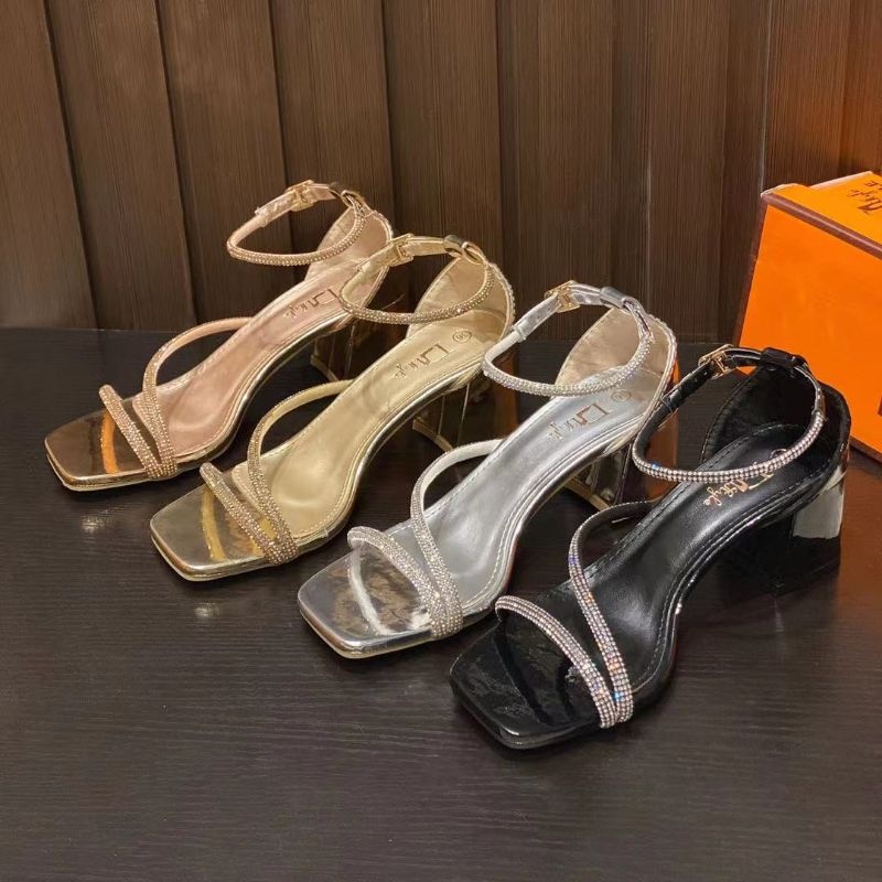 Elegant Strap High Heels Glittery Sandals for Women | Shopee Malaysia