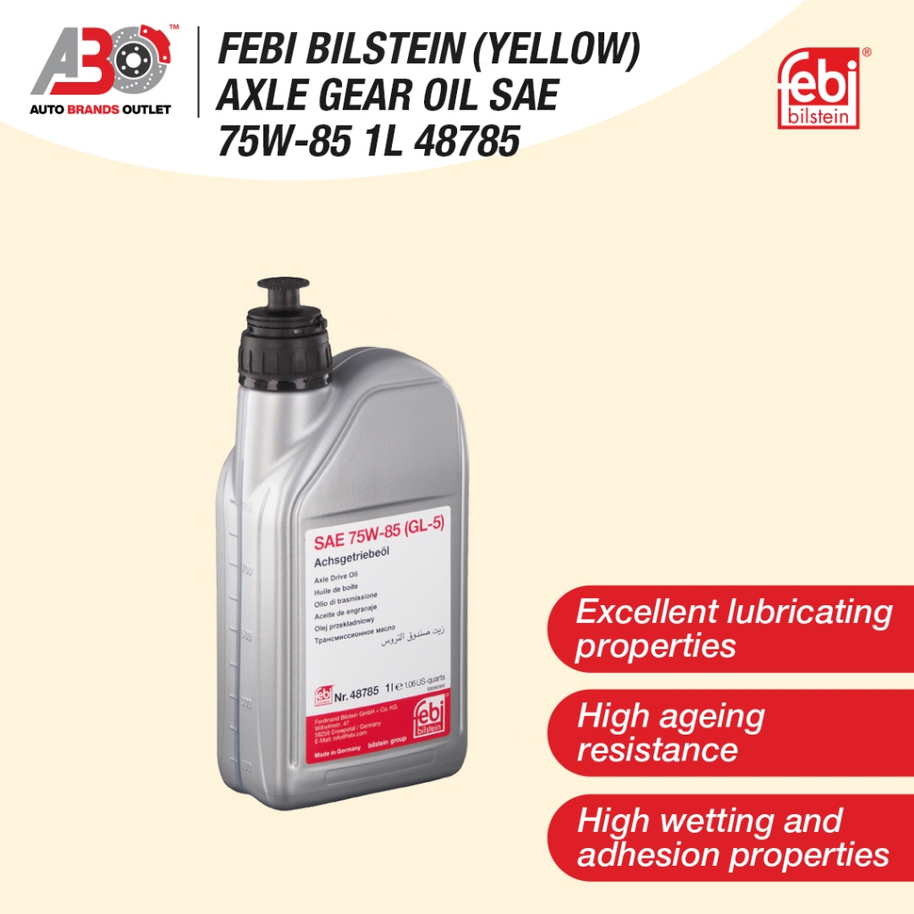 Febi Bilstein Fluids (Yellow) Axle Gear Oil SAE 75W-85 (GL-5) (1L ...