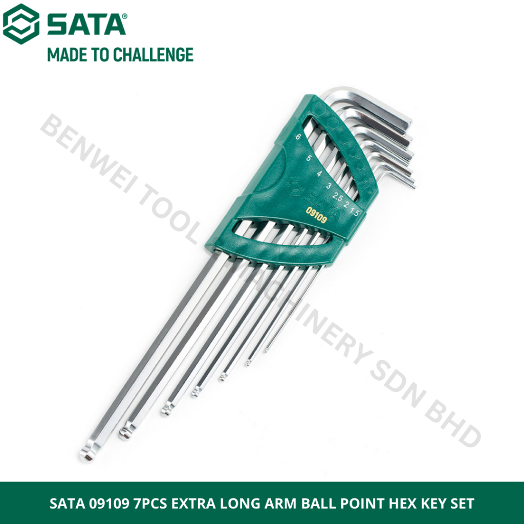 SATA 09109 7PCS EXTRA LONG ARM BALL POINT HEX KEY SET / ALLEN KEY / 1 ...
