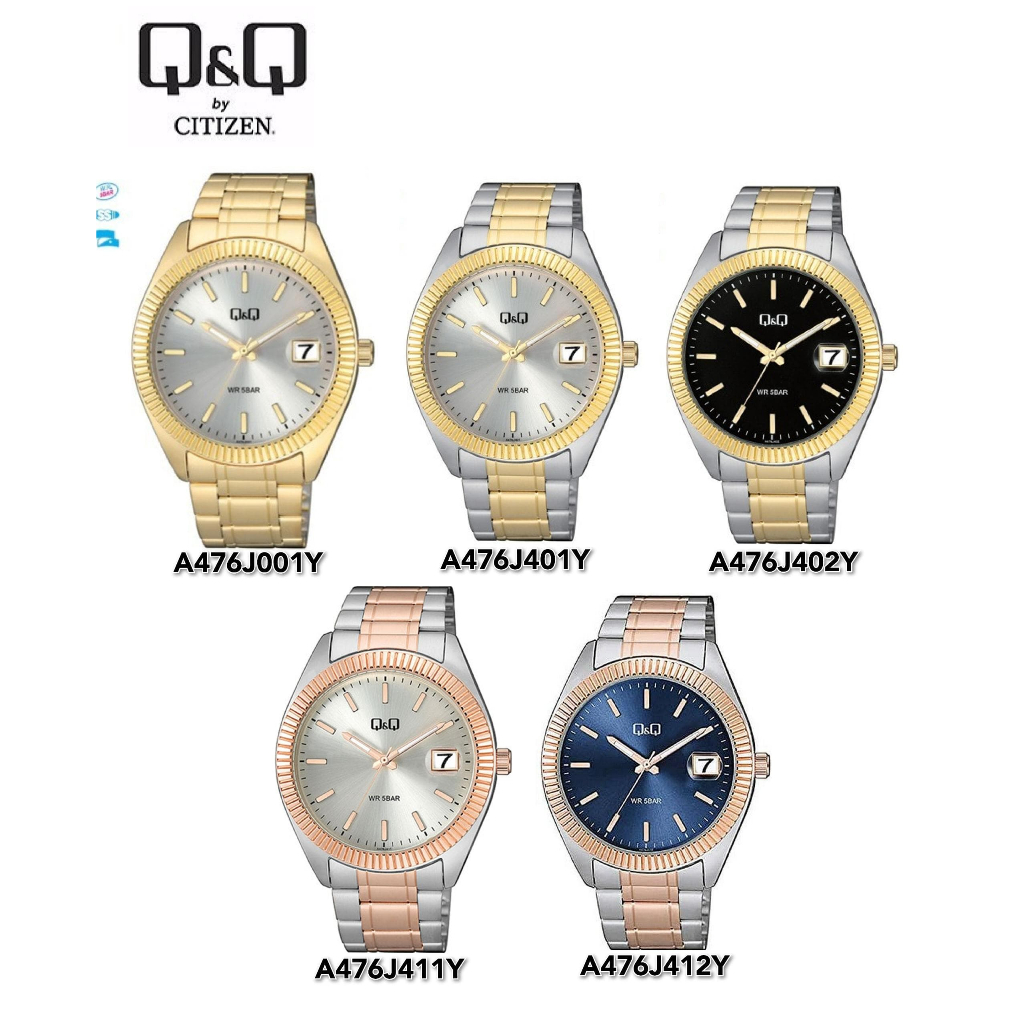 Q&Q Japan by Citizen A476 men's quartz wrist watch with large date ...