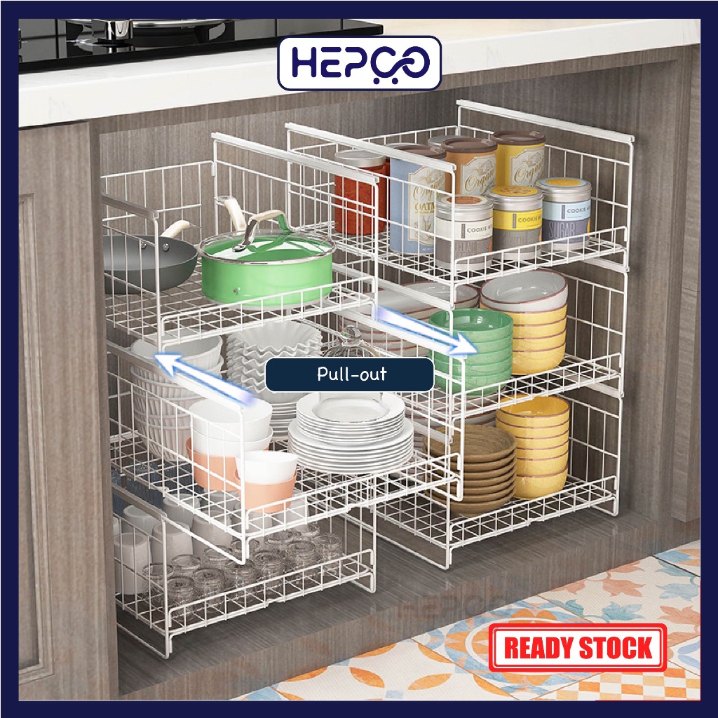kitchen cabinet pull out basket multi-function pull out storage rack ...