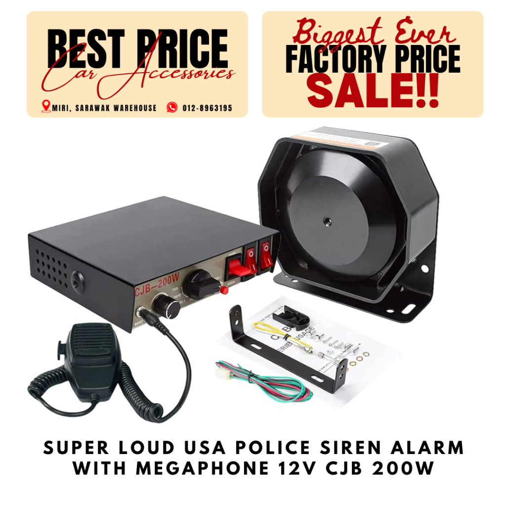 Super Loud USA Police Siren Alarm With Megaphone 12V CJB 200W | Shopee ...