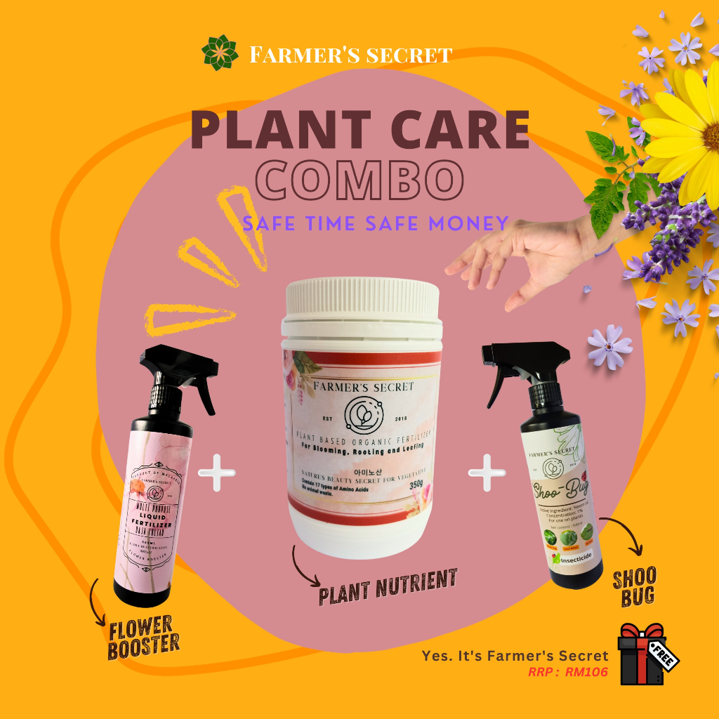 Farmer's Secret Plant-Based Fertilizer Shoo Bug 500ml Spray and Flower ...