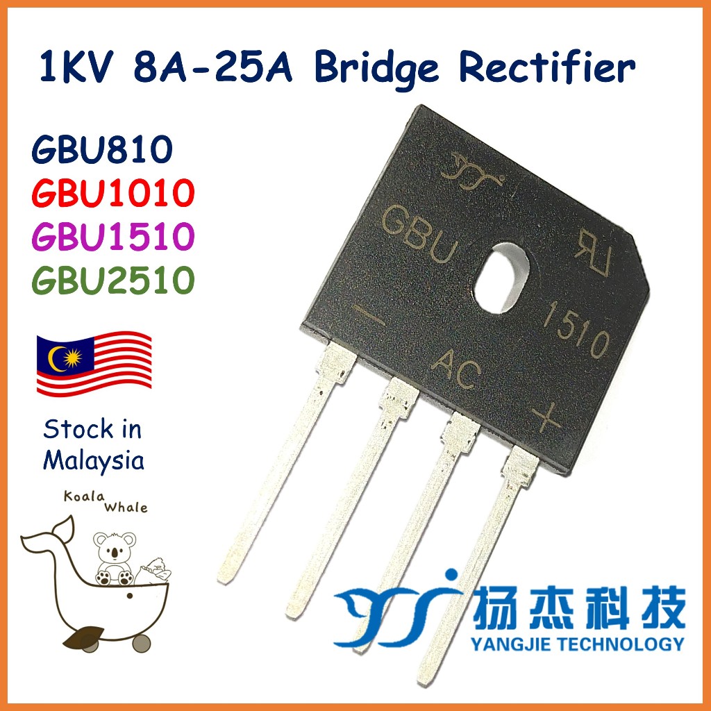 GBU810 GBU1010 GBU1510 GBU2510 Bridge Rectifier Penerus Jambatan 1000V ...