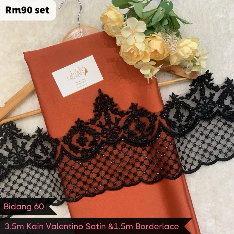 SET KAIN PASANG LACE BORDERLACE LACEMEWAH MANIK BEADING BEADED OREN ...