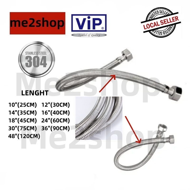 Vip Sus304 Stainless Steel Braided Flexible Hose Fleksibel Untuk Paip