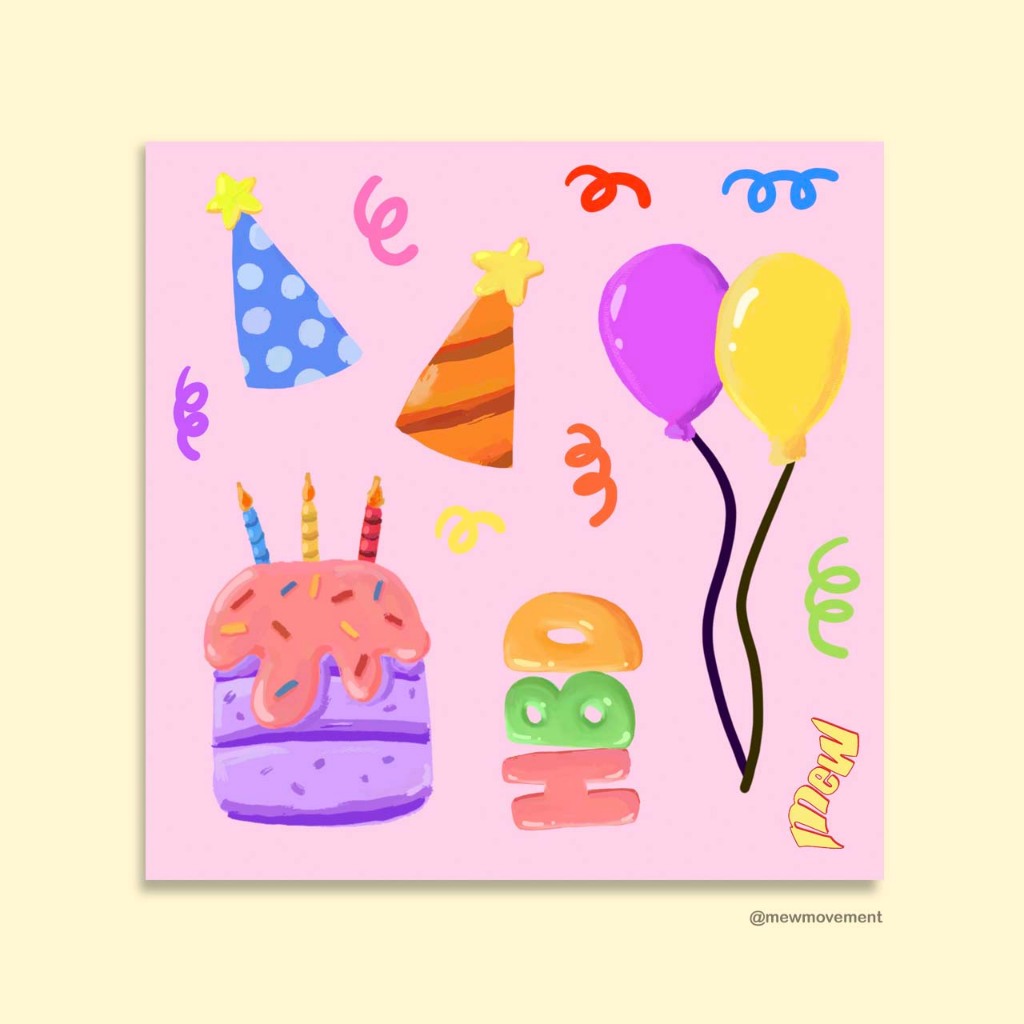 Birthday Decorative Mini Sticker Sheet, Celebration Cake And Balloons ...