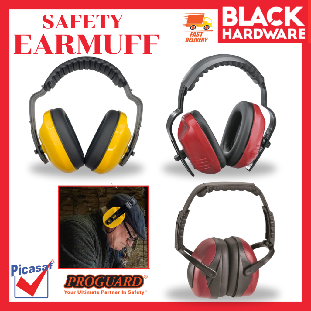 Black Hardware PICASAF Earmuff Safety Earmuffs Penutup Telinga Kalis ...