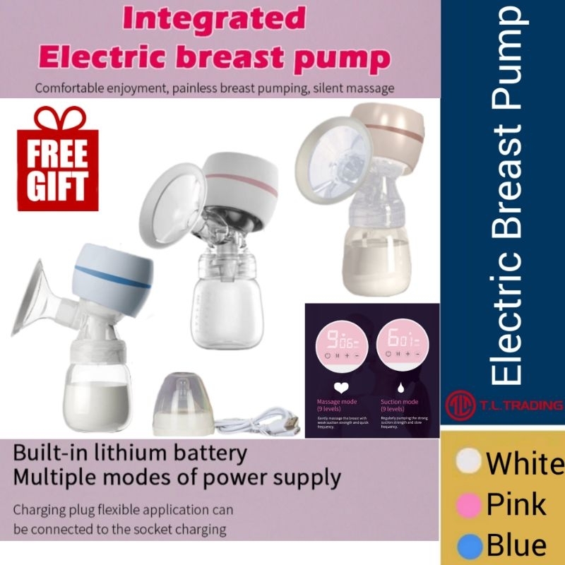 (Free Milk Bag) Rechargeable Electric Breast Pump Wireless 9 Gear Smart ...