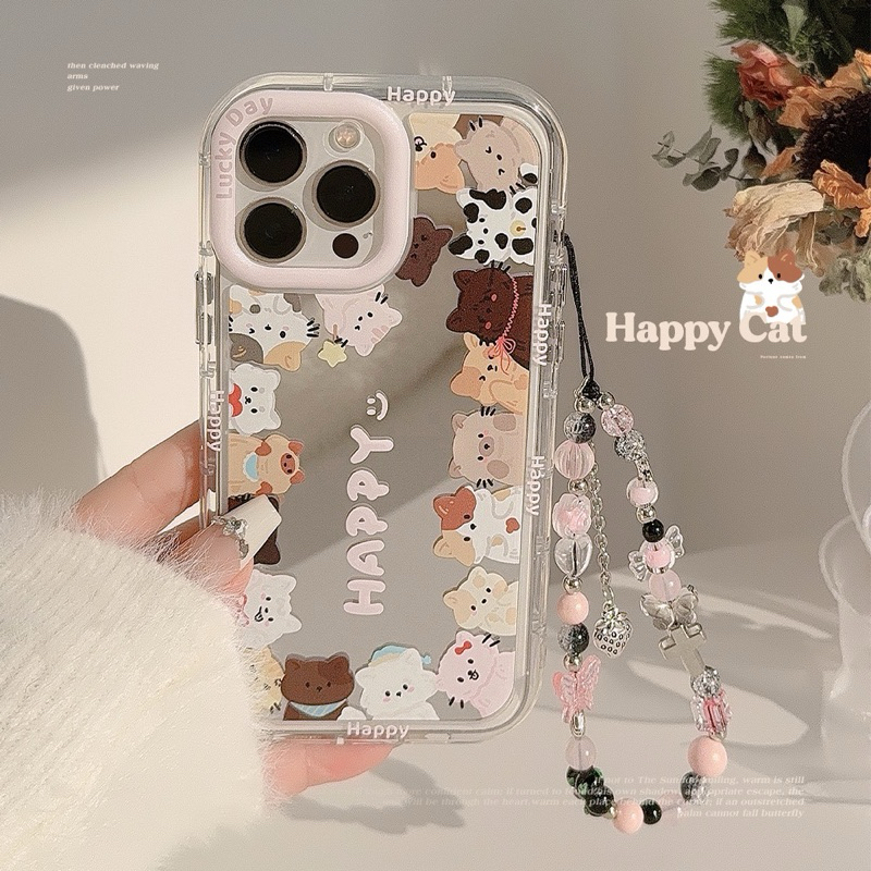 Happy Cat Mirror Phone Case iPhone 13 14 15 Pro Max Protection Casing ...