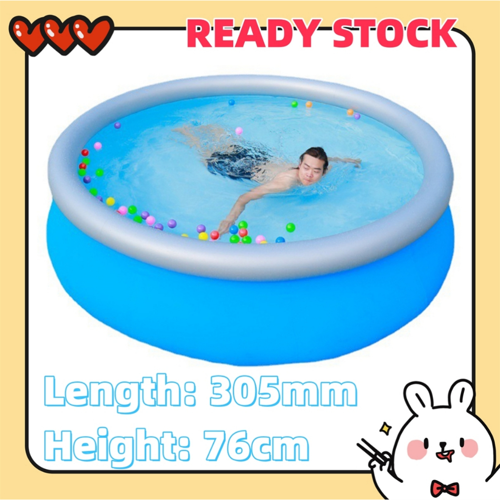 READY STOCK 3.08M Big Swimming Pool Adult Inflatable Ring Pool Giant ...