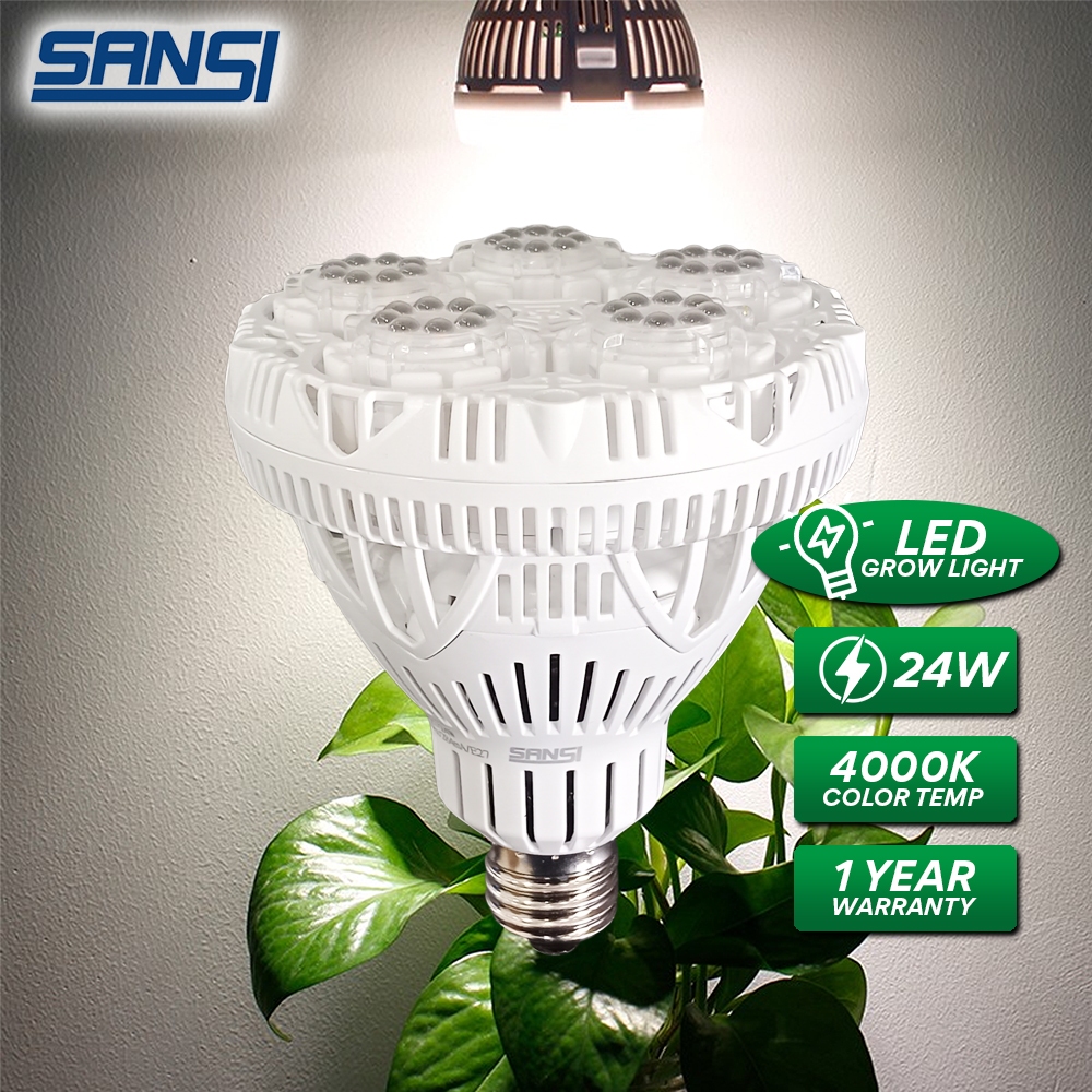 SANSI 10W/15W/24W/36W LED Grow Light Bulb 4000K Full Spectrum E27 Daylight For Indoor Garden ...