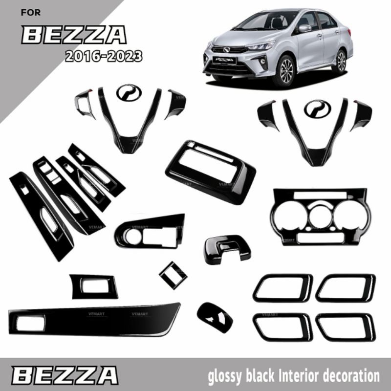 Perodua bezza glossy black Interior decoration accessories frame cover ...