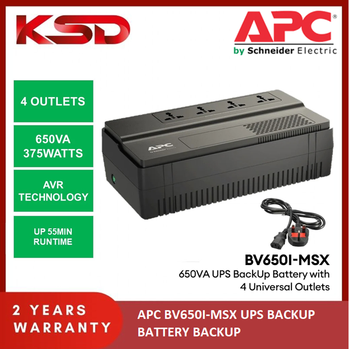 APC BV650I-MSX Easy UPS Backup Battery BV 650VA, Universal Outlet, 230V ...