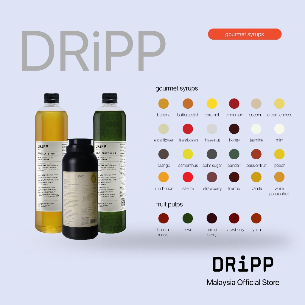 DRiPP : ALL SYRUPS / PULPS / SAUCES FLAVOURS 760ml/500ml | Shopee Malaysia