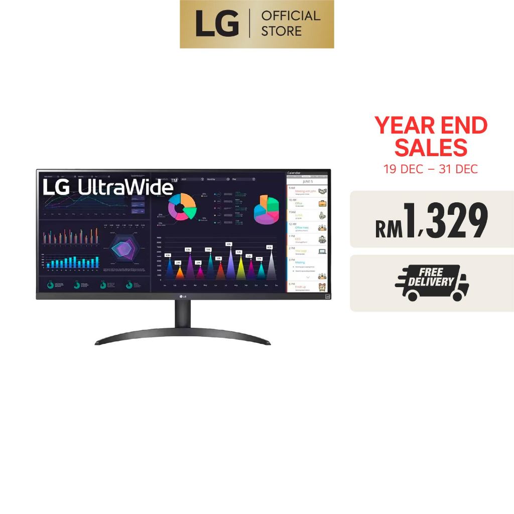 LG 34" 34WQ500 FHD IPS HDR10 100Hz AMD Freesync Ultrawide Monitor ...