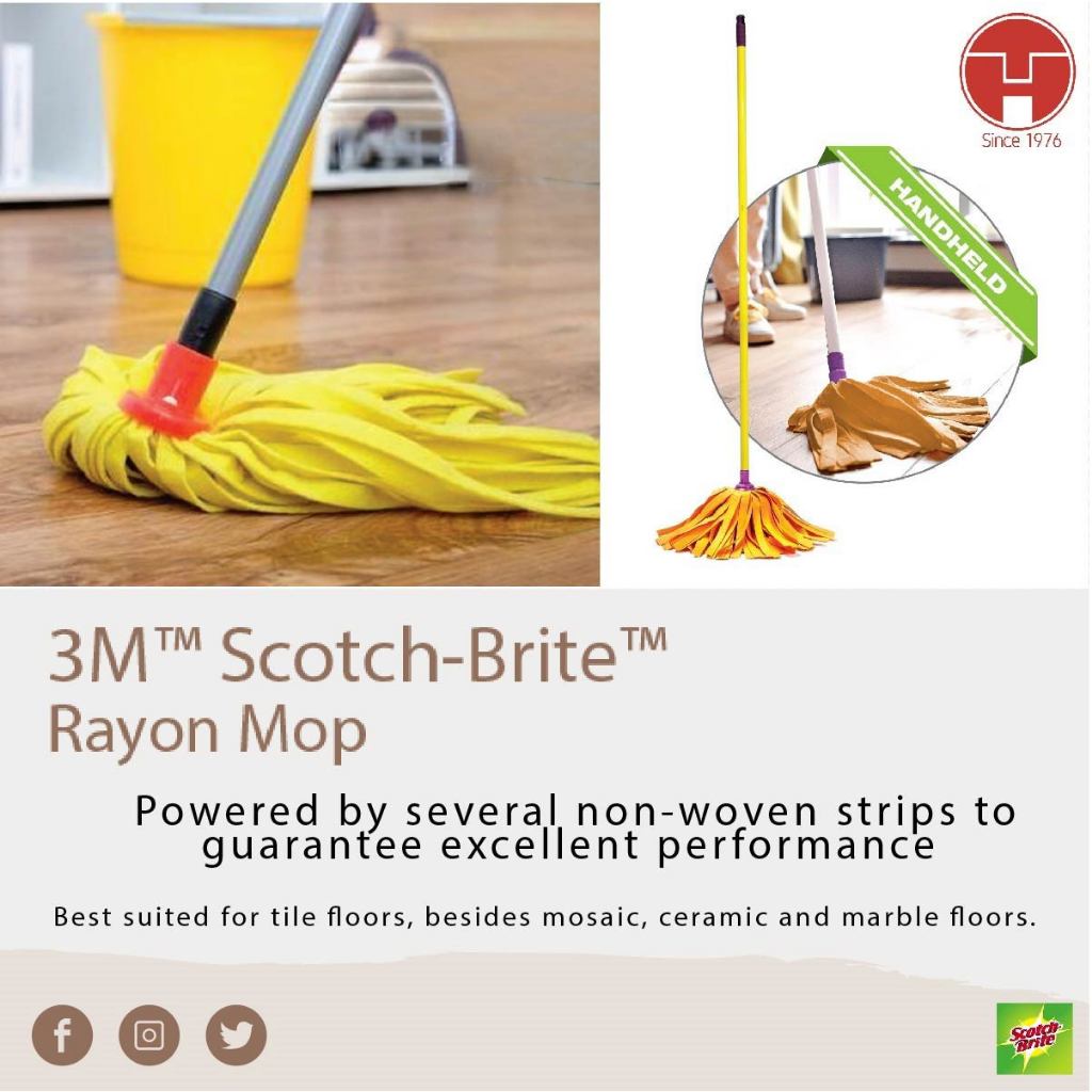 [TeoHin] 3M Scotch-Brite Rayon Yellow Strip Mop Set , Mop Kuning, Mop ...