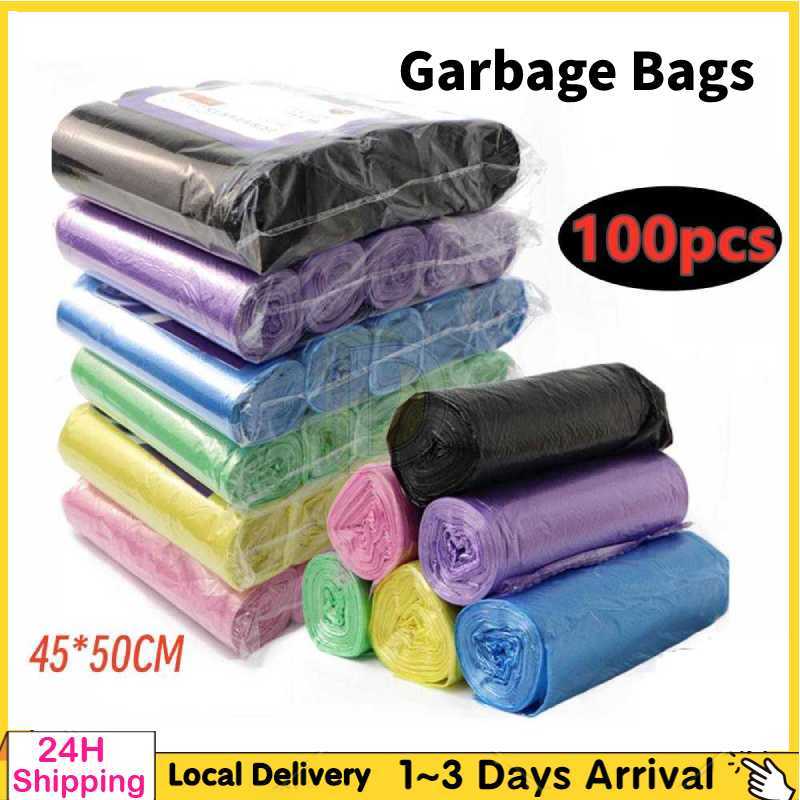 💥100pcs Plastik Sampah Garbage Bags For Home Waste No Smell Disposable ...