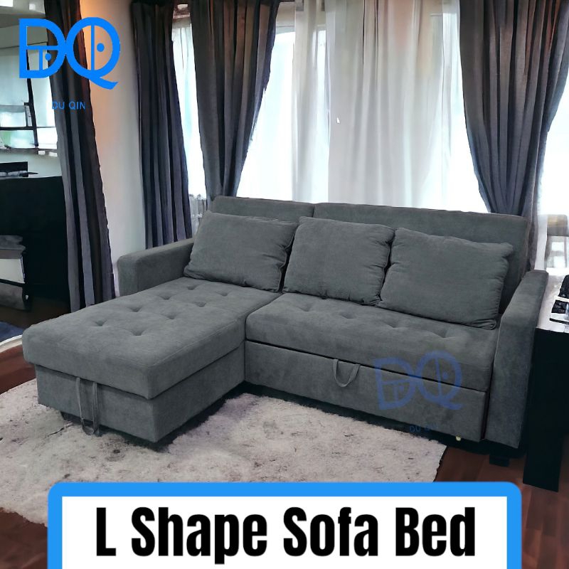 Du Qin L Shape Sofa Bed 3 Seater with Multifunctional Sofa Bed Fabric ...