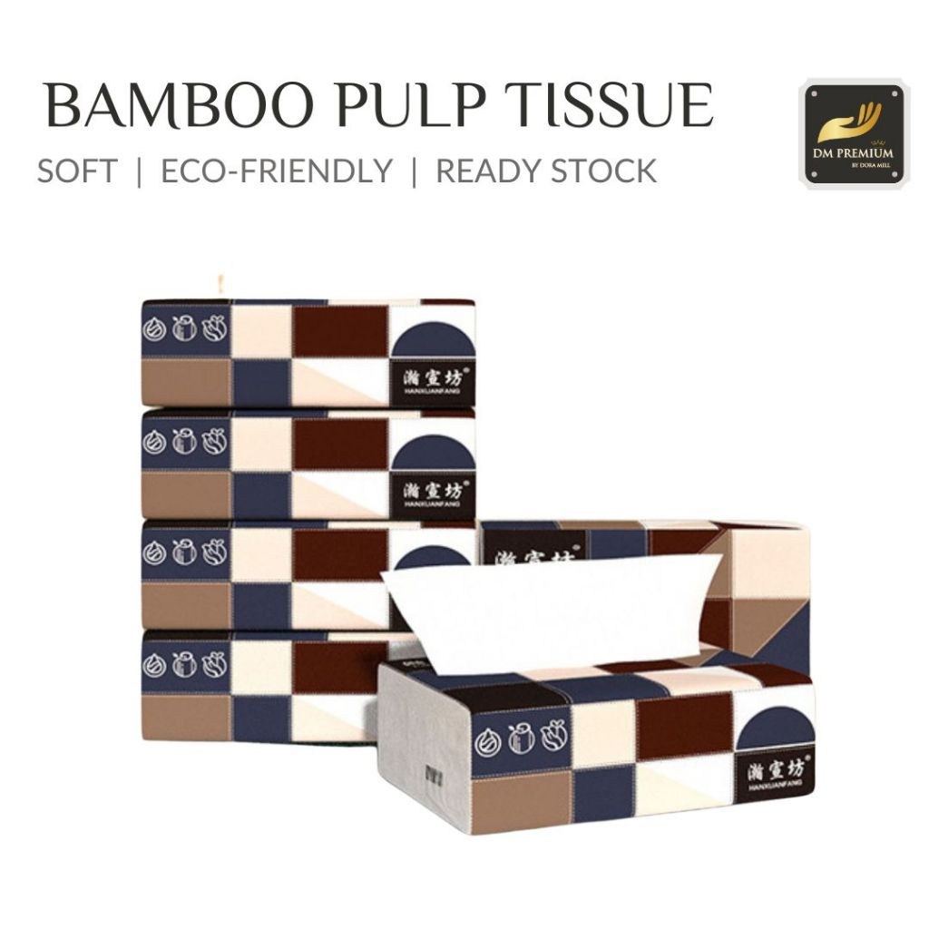 Tissue Pack Natural Material Bamboo Pulp 4 layered thickened Strong ...