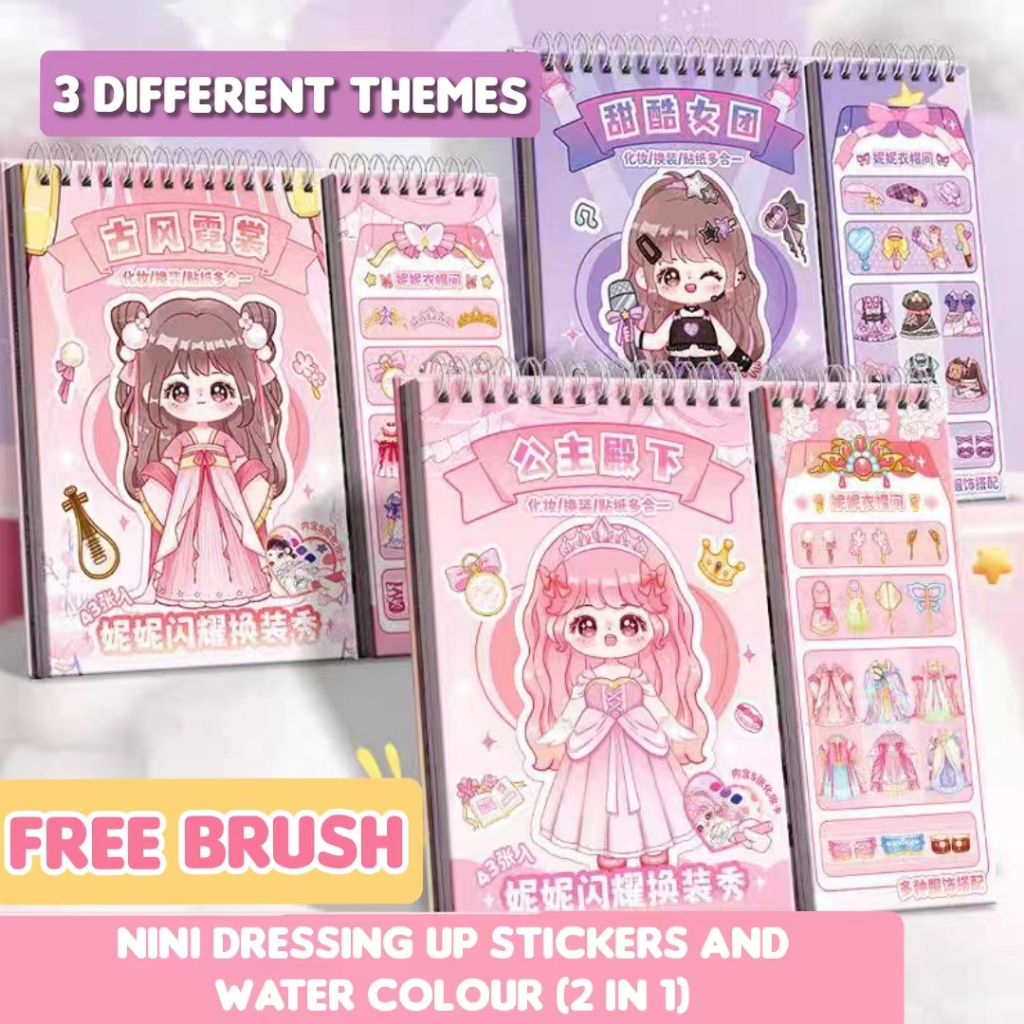 Nini DIY Dress Up Stickers and Water Colouring/ Art for Kids/ Make up ...