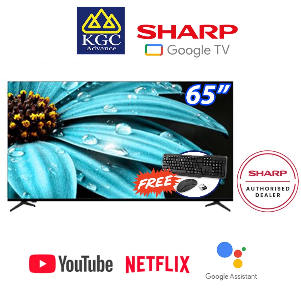 Sharp (65") AQUOS 4K UHD Google TV 4TC65FJ1X [Free Wireless Keyboard & Mouse] - Slim Design ...