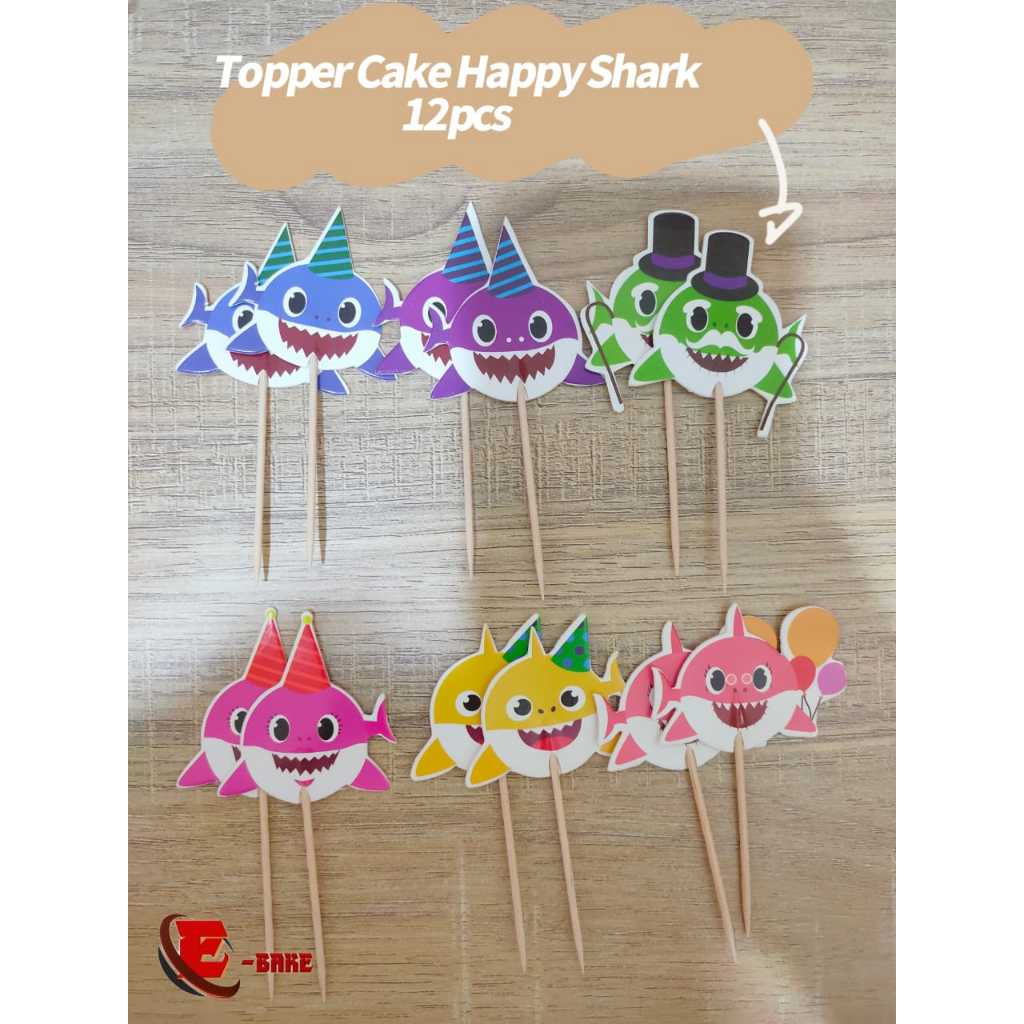 CAKE CARTOON TOPPER ONE SET 12 PCS |HAPPY BABY SHARK | PCT 542 | Shopee ...