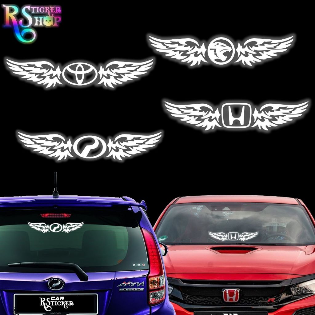 Night Reflective Wing logo Rainbow Hologram Multi brand Car Logo Wings ...