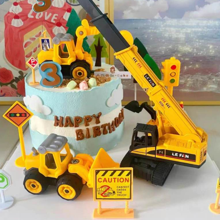 Construction Machinery Crane Engineering Rotary Vehicle Theme Cake ...