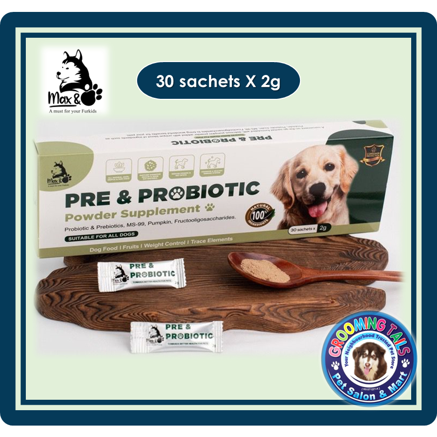 MAX & PAW Pre & Probiotic Powder Form Dog Supplement 60g (Per Box: 2g X 30 Sachets) | Shopee ...