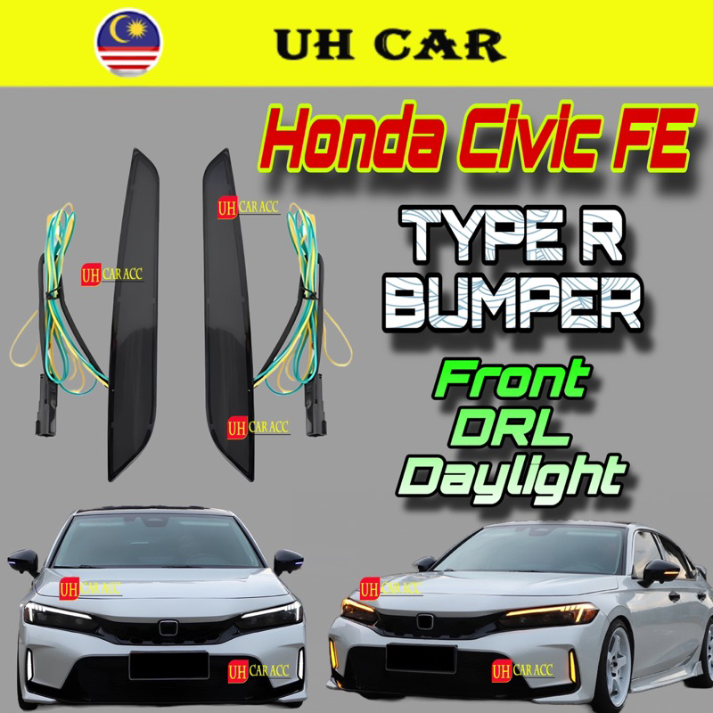 (TYPE R) Honda Civic FE Front Bumper Led Drl Daylight Rear Bumper Led ...
