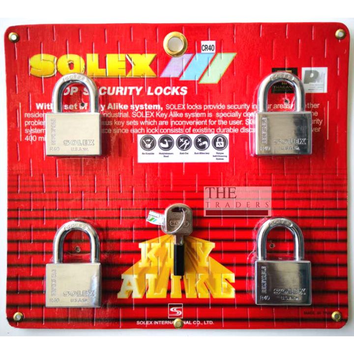 SOLEX PADLOCK SET PAD LOCK 50MM X 4 PCS (KEY-ALIKE) ORIGINAL | Shopee ...
