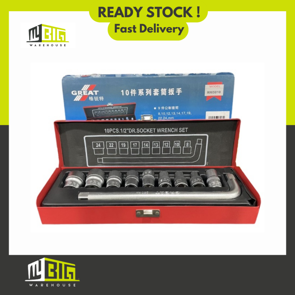 GREAT BOX SOCKET SET 1/2" (10PCS) | Shopee Malaysia