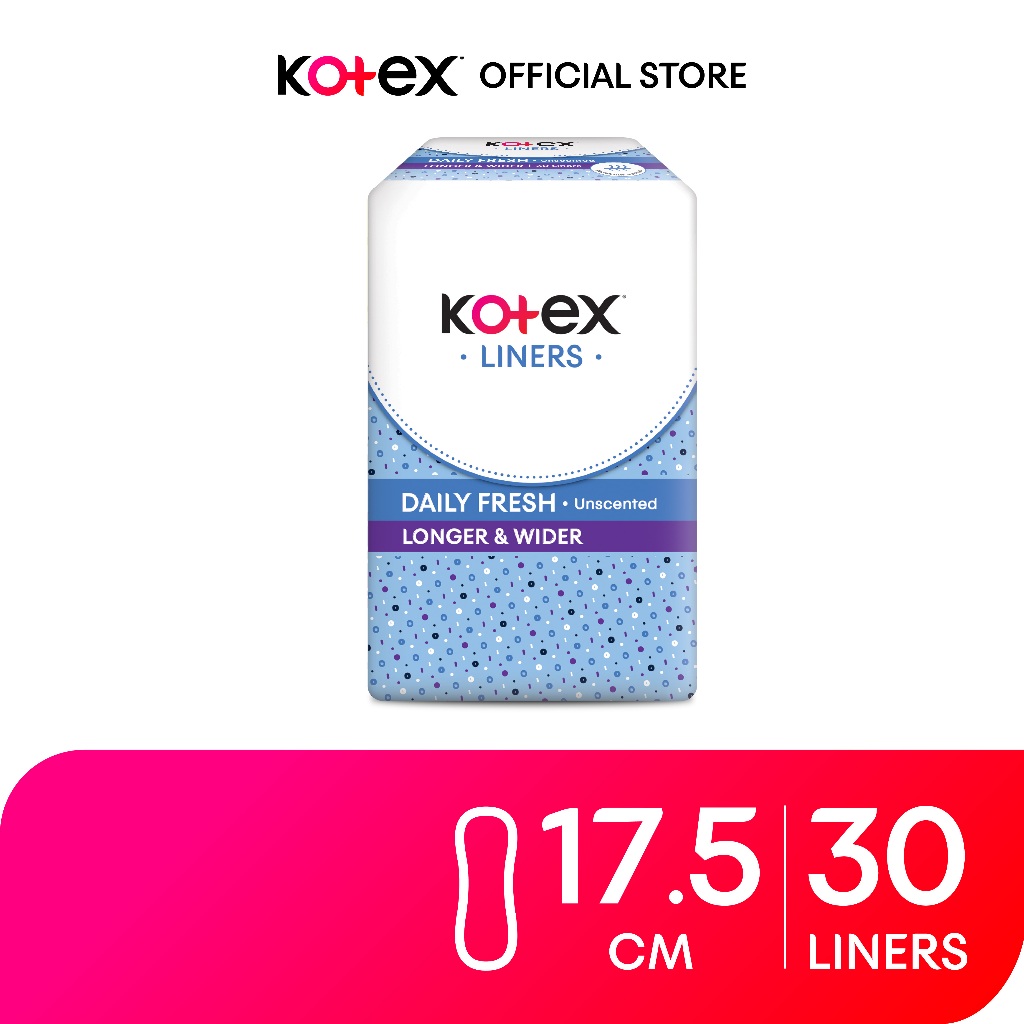 Kotex Panty Liners Longer & Wider Unscented 30 pcs | Shopee Malaysia