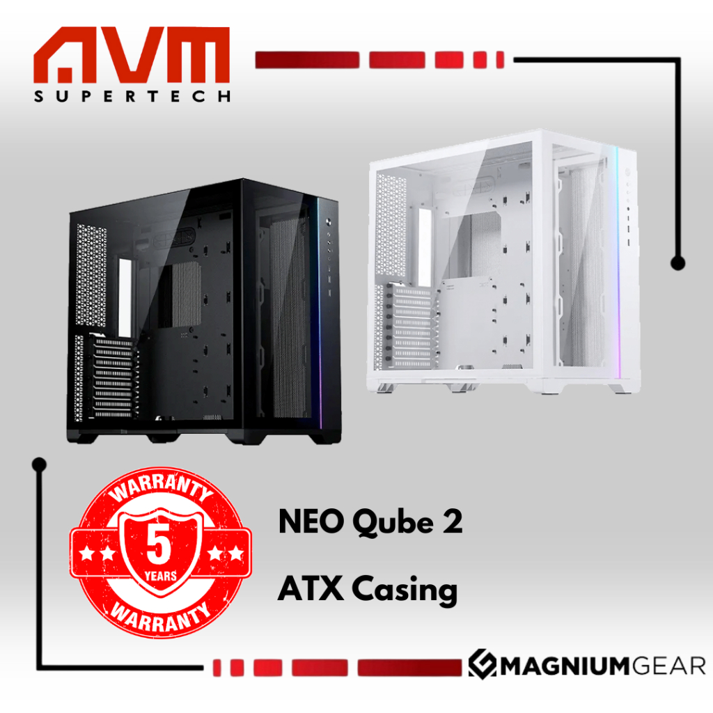 AVM MAGNIUMGEAR NEO Qube 2 ATX DRGB TG PC Desktop Casing - Black / White | Shopee Malaysia