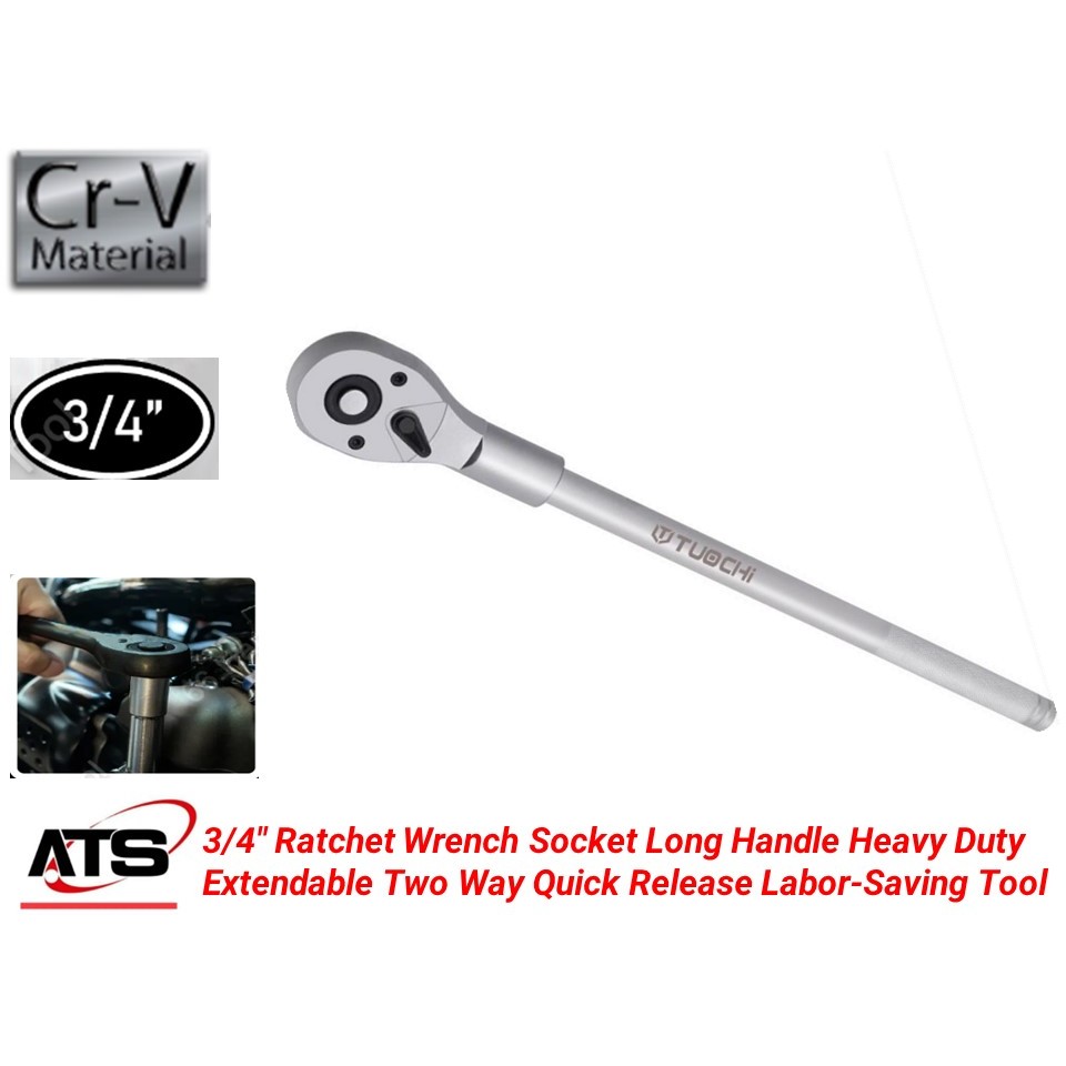 3/4" Ratchet Wrench Socket Long Handle Heavy Duty Extendable Two Way ...