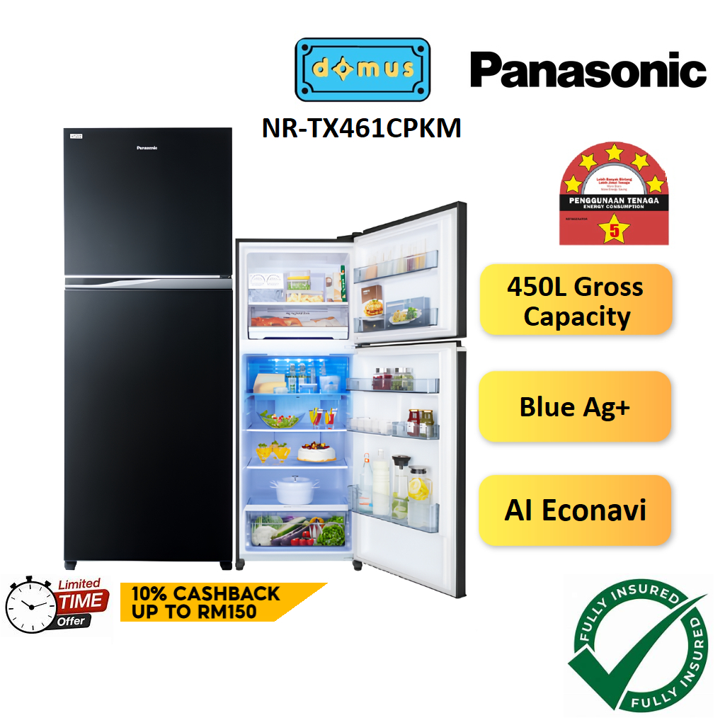 Panasonic Refrigerator 2 Door Inverter 450L Fridge Peti Sejuk Peti Ais ...