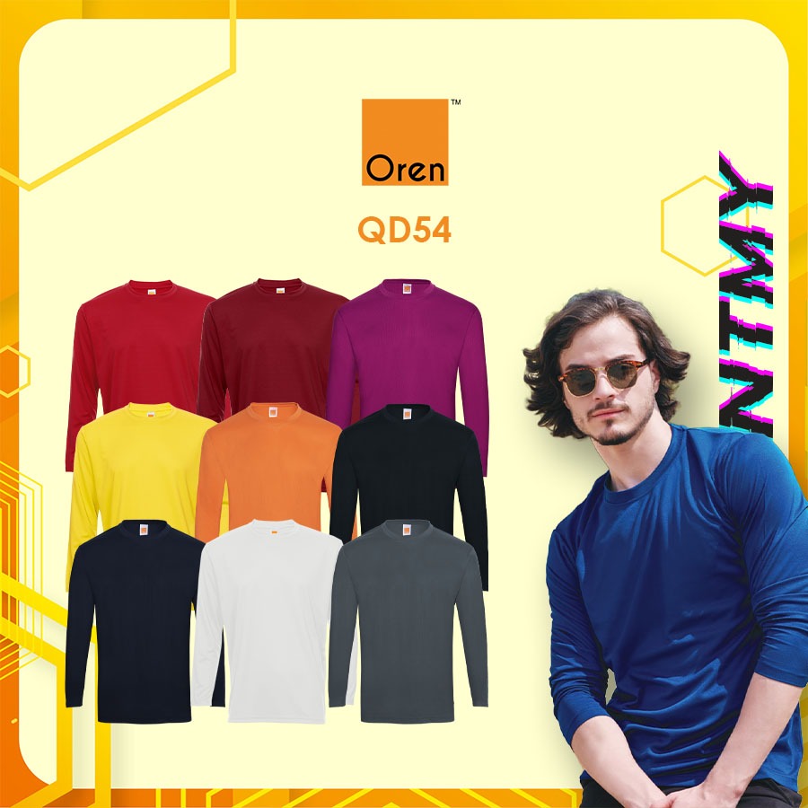 Oren Sport QD54 Long Sleeve Microfiber T-shirt Lengan Panjang Baju ...