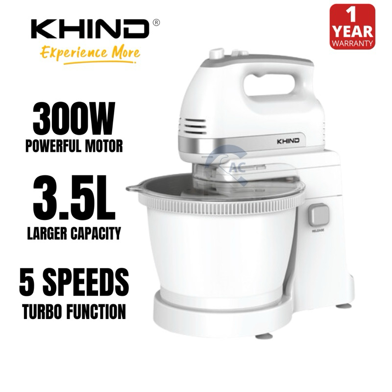KHIND 3.5L Stand Mixer SM335P | 300W | Kitchen Mixer | Electric Mixer ...