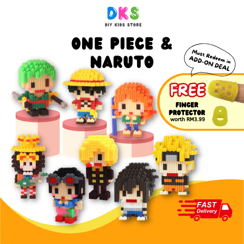 【ONE PIECE / NARUTO】Mini Building Block Luffy Zoro Sasuke Cute Cartoon ...