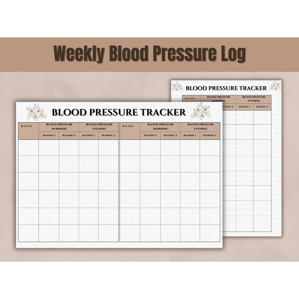 Digital Paperless Weekly Blood Pressure Log Tracker Hypertension ...