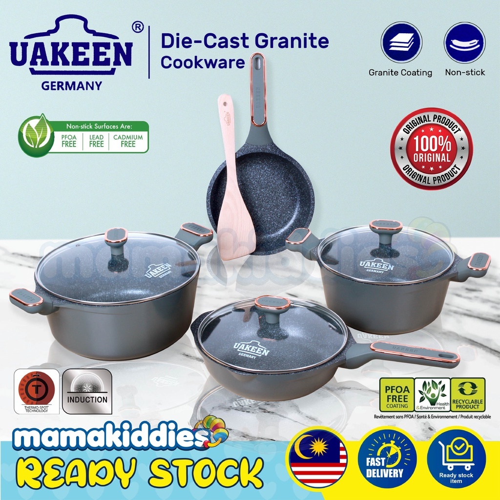 Uakeen Germany 9pcs Die-Cast Granite Coating Non-stick Cookware Set ...