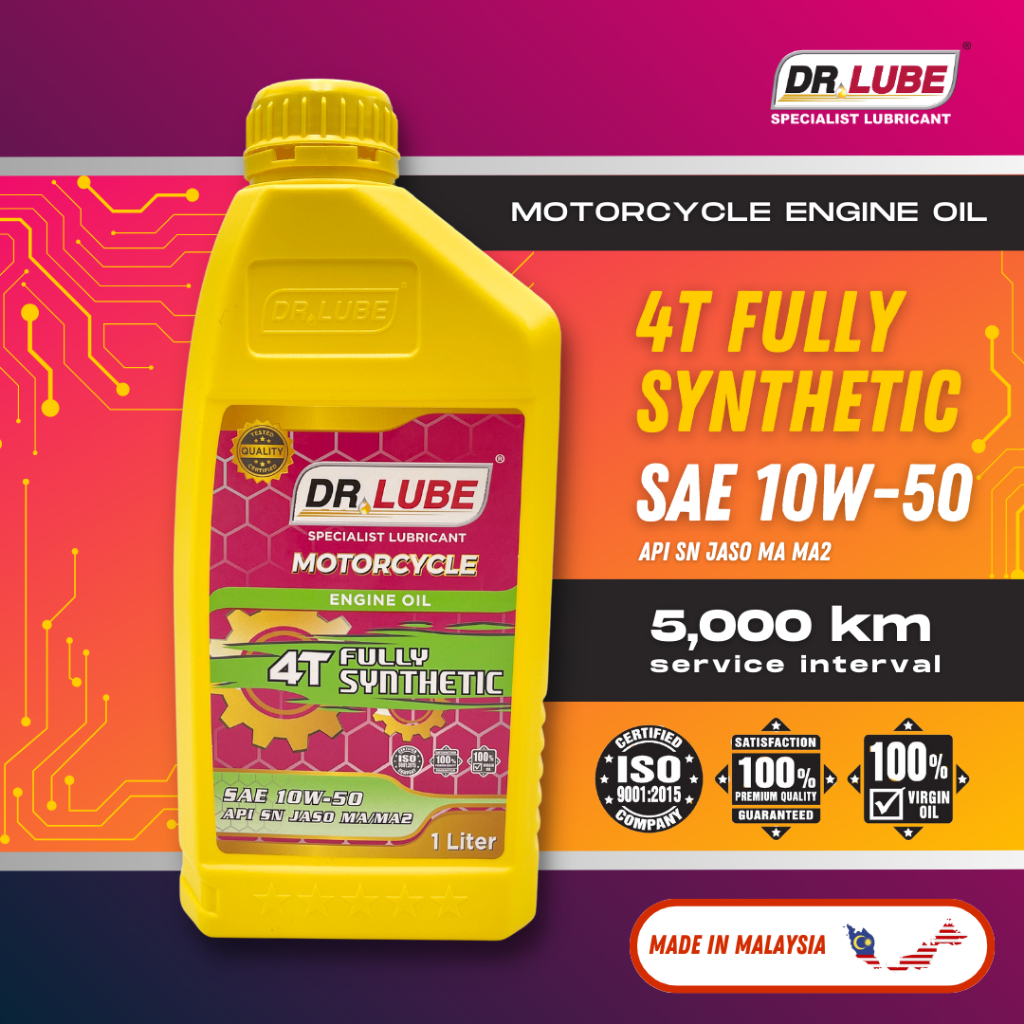 Dr Lube Fully Synthetic 4T Motorcycle Engine Oil SAE 10W-50 API SN JASO MA/MA2 | Shopee Malaysia