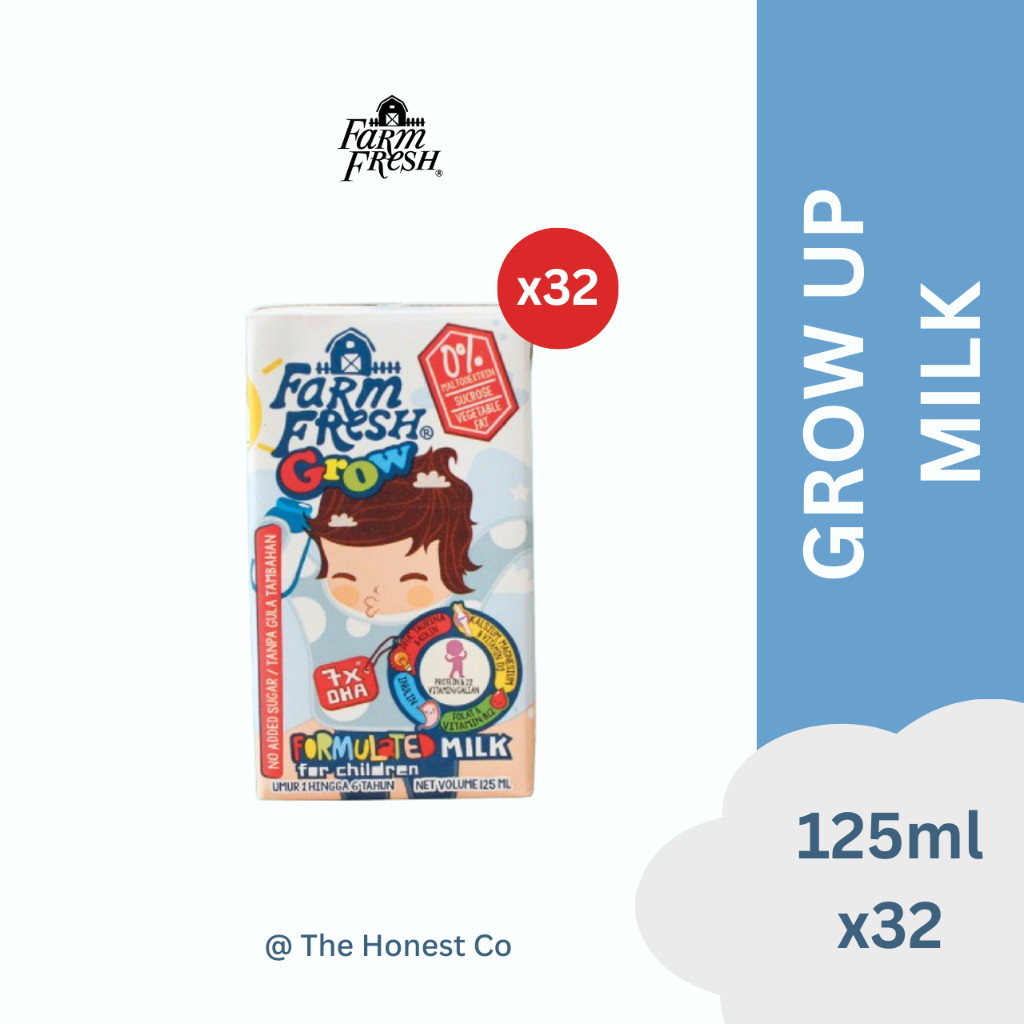 FARM FRESH UHT GROW UP MILK 125ML X 32 PACKS (with Straw) - 1 CARTON ...