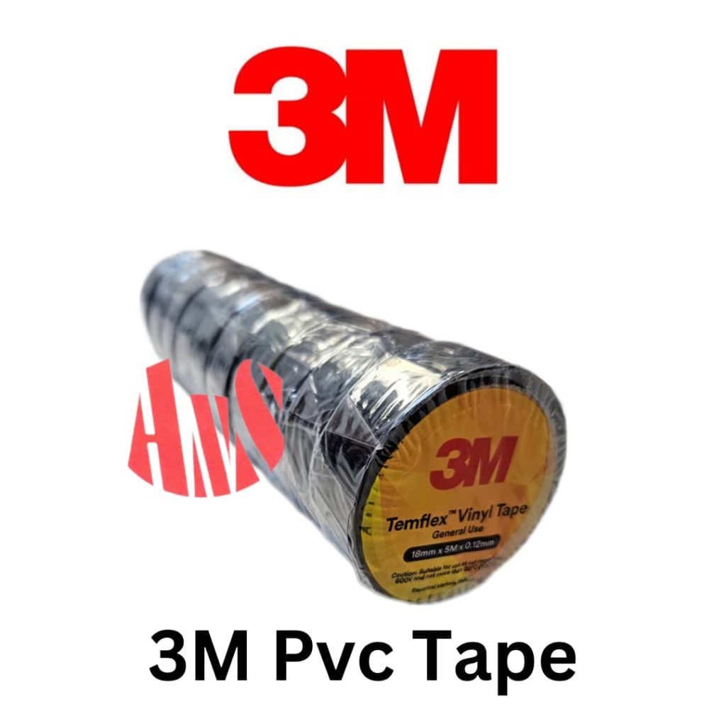 10rolls 3M Temflex Vinyl Tape / Pvc Tape black 黑胶布 颜色胶布 Pita Pelekat ...