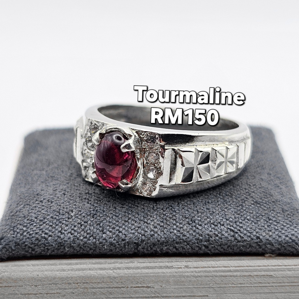Cincin Perak Original 925 Tourmaline (Silver Ring 925) (Cincin batu ...
