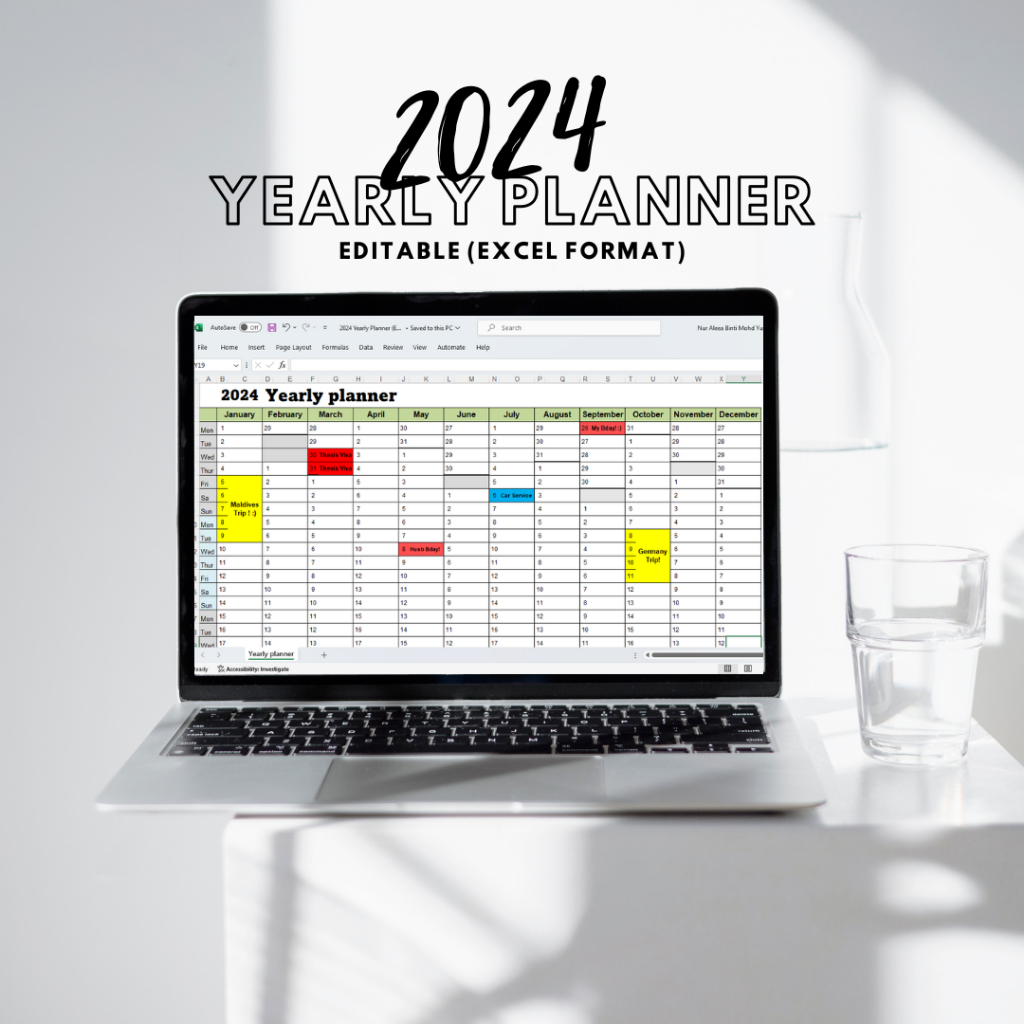 2024 YEARLY PLANNER MURAH (Editable Excel Format) | Shopee Malaysia