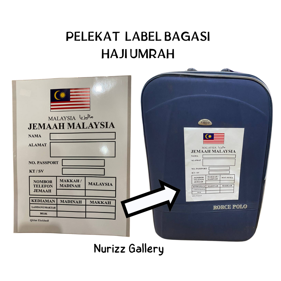 Pelekat label bagasi haji umrah / Sticker bagasi haji umrah | Shopee ...