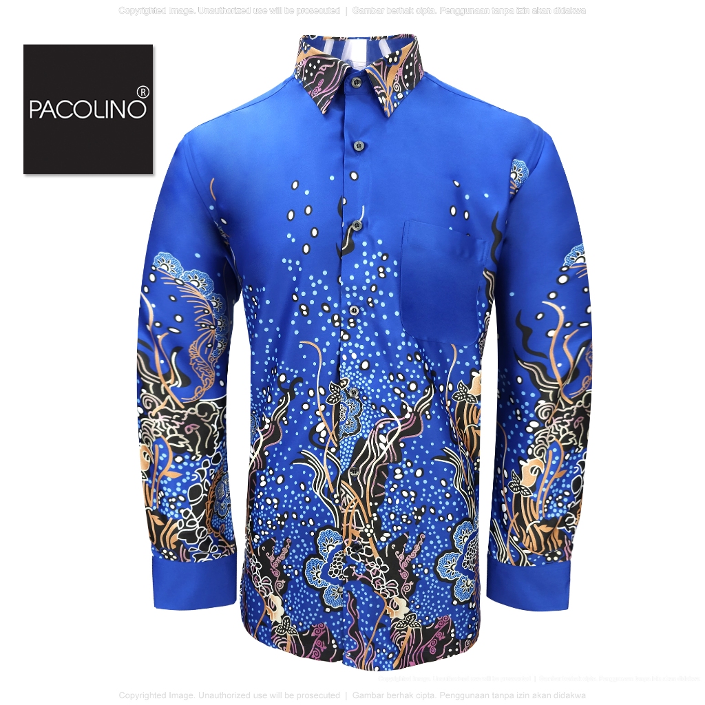 Pacolino Malaysia Men Batik Long Sleeve Regular - Blue Colour 22622 ...